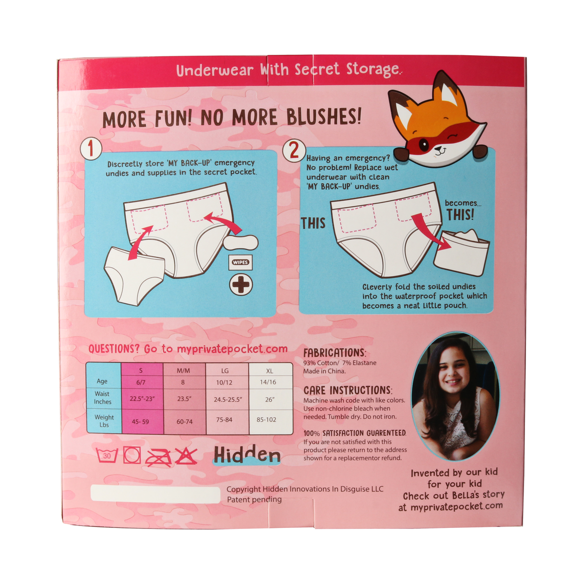 My Private Pocket Underwear for Girls - Variety 3 Pack - Bedwetting Store